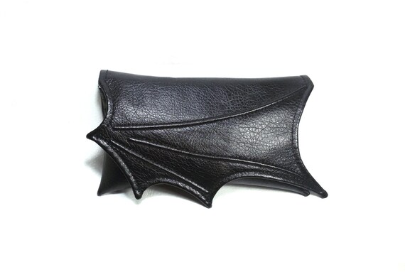 Small bat wing bag Black Faux leather bat wing wallet size | Etsy