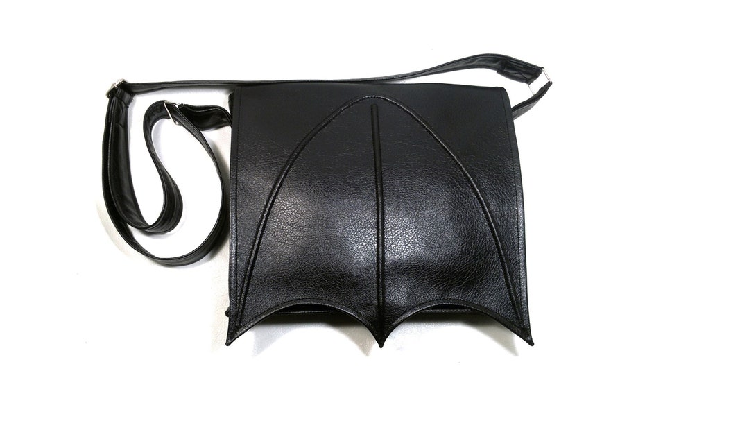 Black Faux Leather Bat Wing Bag, Gothic Shoulder Bat Wing Bag ...
