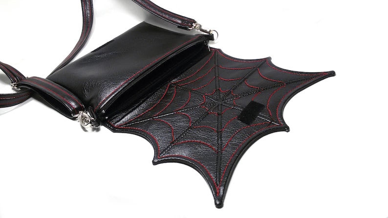 Spider Web Bag Black and Red Black Faux Leather Spider Bag | Etsy