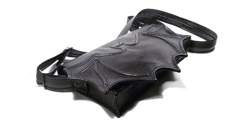 Black Faux Leather Bat Bag, Black Leatherette Bat Bag, Crossbody Bag ...