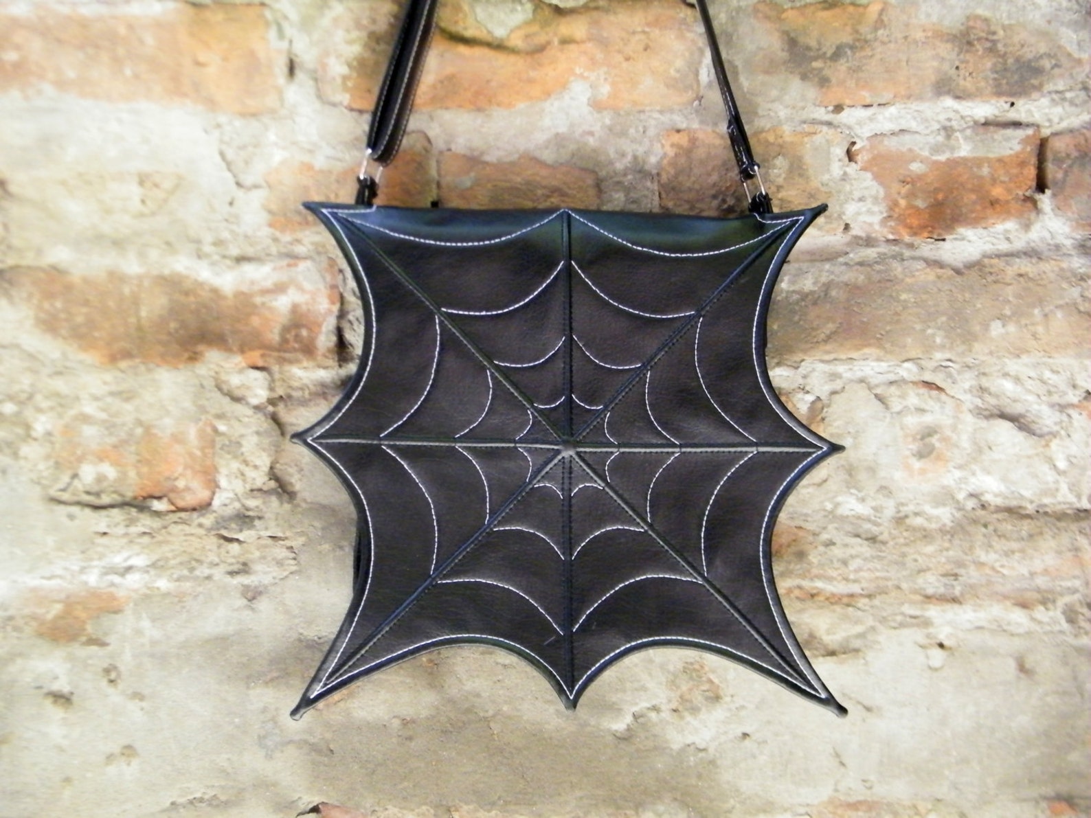 Black Faux Leather Spider Web Bag Black Leatherette Spider | Etsy