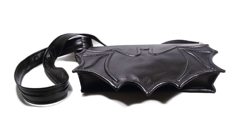 Black Faux Leather Bat Bag, Black Leatherette Bat Bag, Crossbody Bag ...