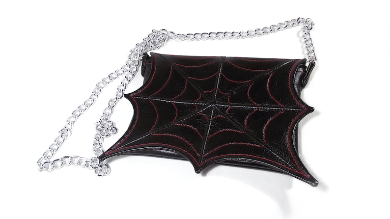 Spider Web Bag Black and Red Black Faux Leather Spider Bag | Etsy