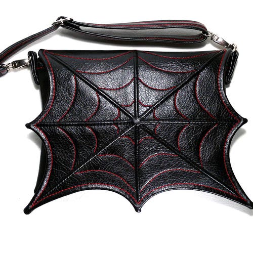 Black Faux Leather Spider Web Bag Black Leatherette Spider - Etsy