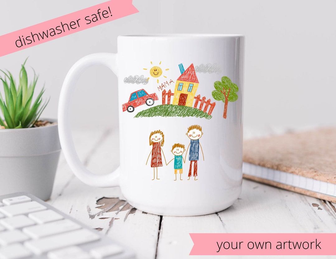 Personalized Kids Drawing Mug, Kids Artwork Mug, Child's Drawing Mug ...
