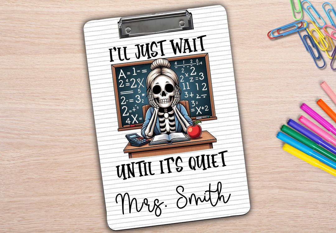 Personalized Teacher Clipboard: Funny Skeleton Design, Teacher ...