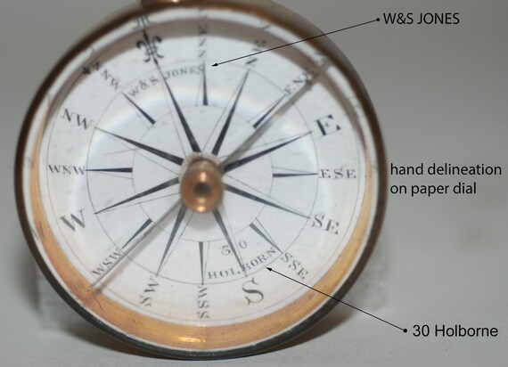 1810 Era Rare Early Long Neck Pocket Compass by Jones… - Gem