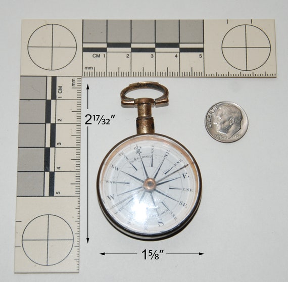1810 Era Rare Early Long Neck Pocket Compass by Jones… - Gem