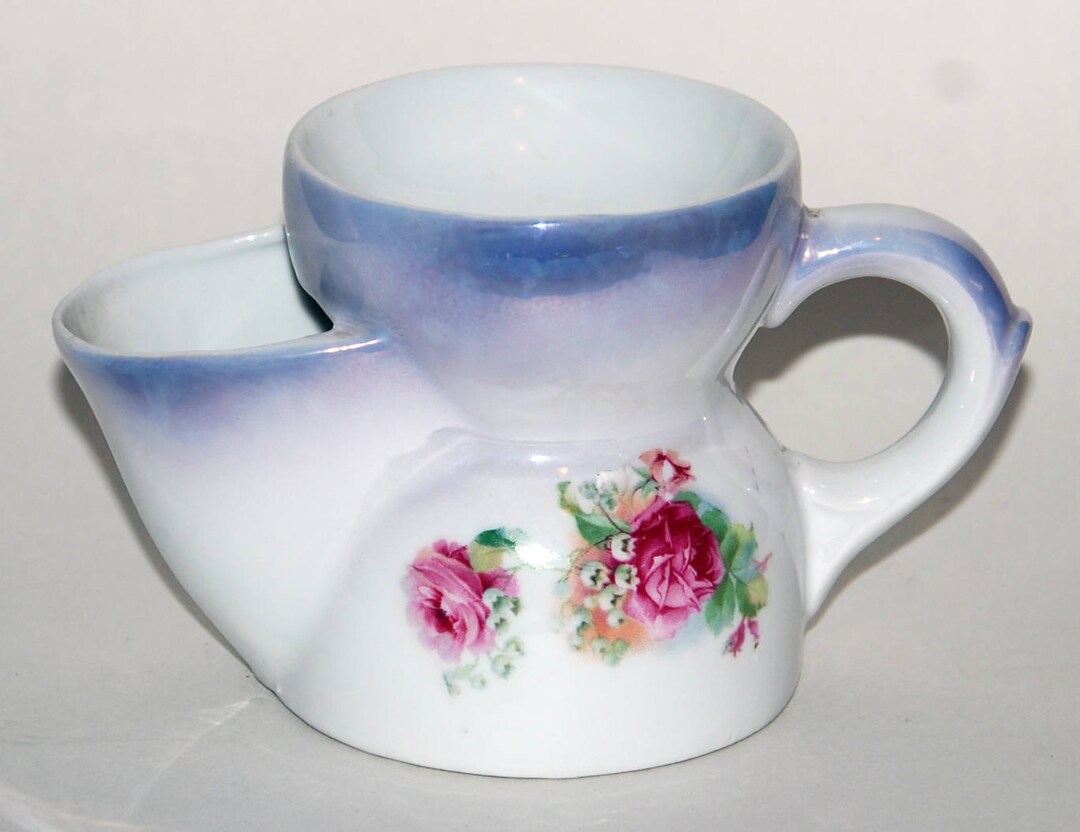 Victorian Era Coal Scuttle Style Shaving Mug With Floral Decoration ...