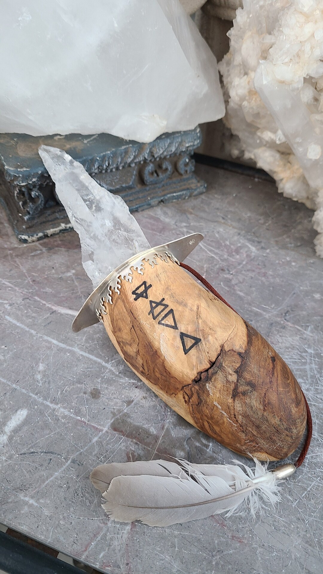 Elemental Double Terminated Crystal Shard Athame, Magical Tool, Ritual ...