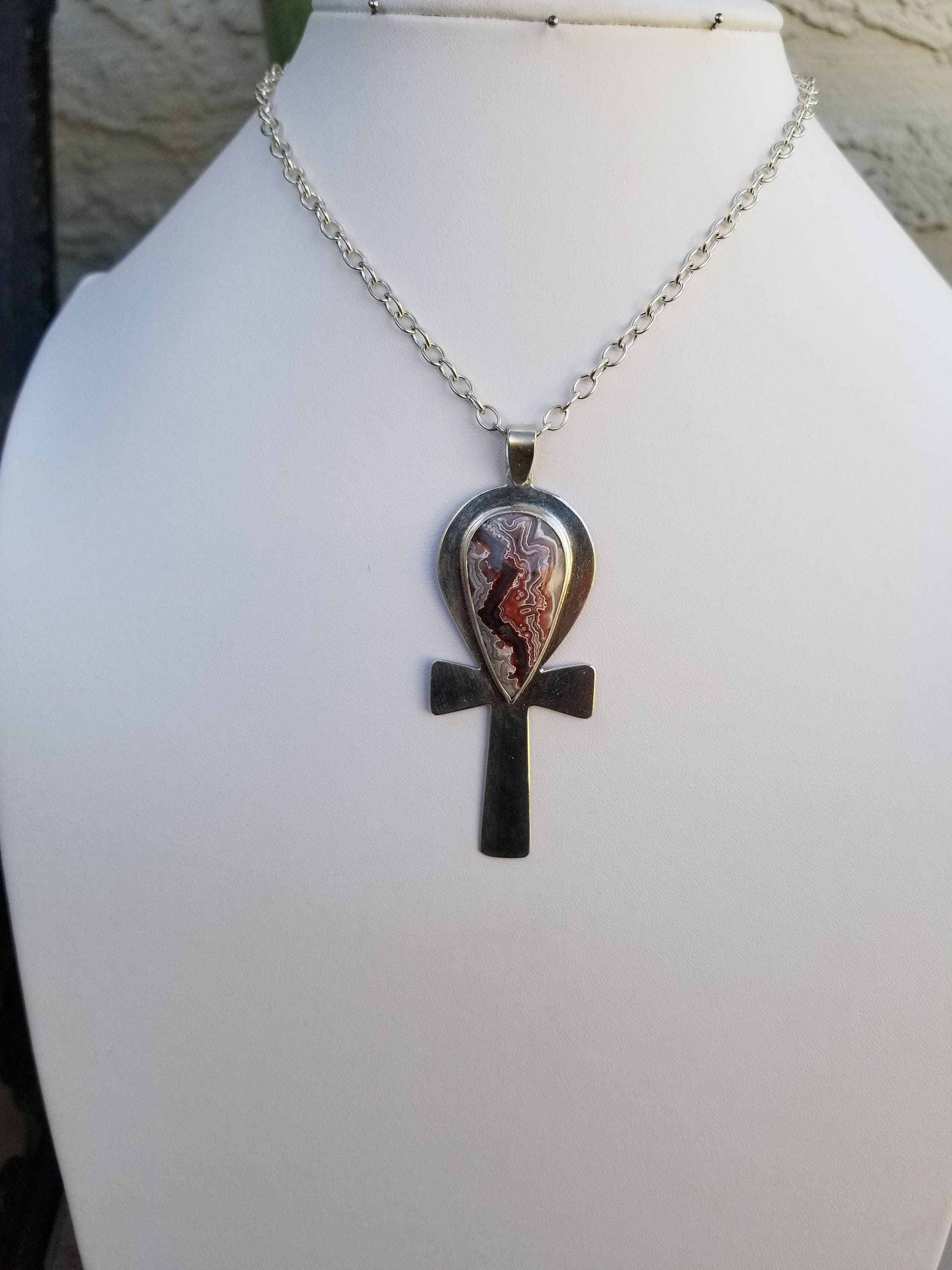 Handmade Crazy Lace Agate Ankh - Egyptian Jewelry, Ankh Jewelry ...