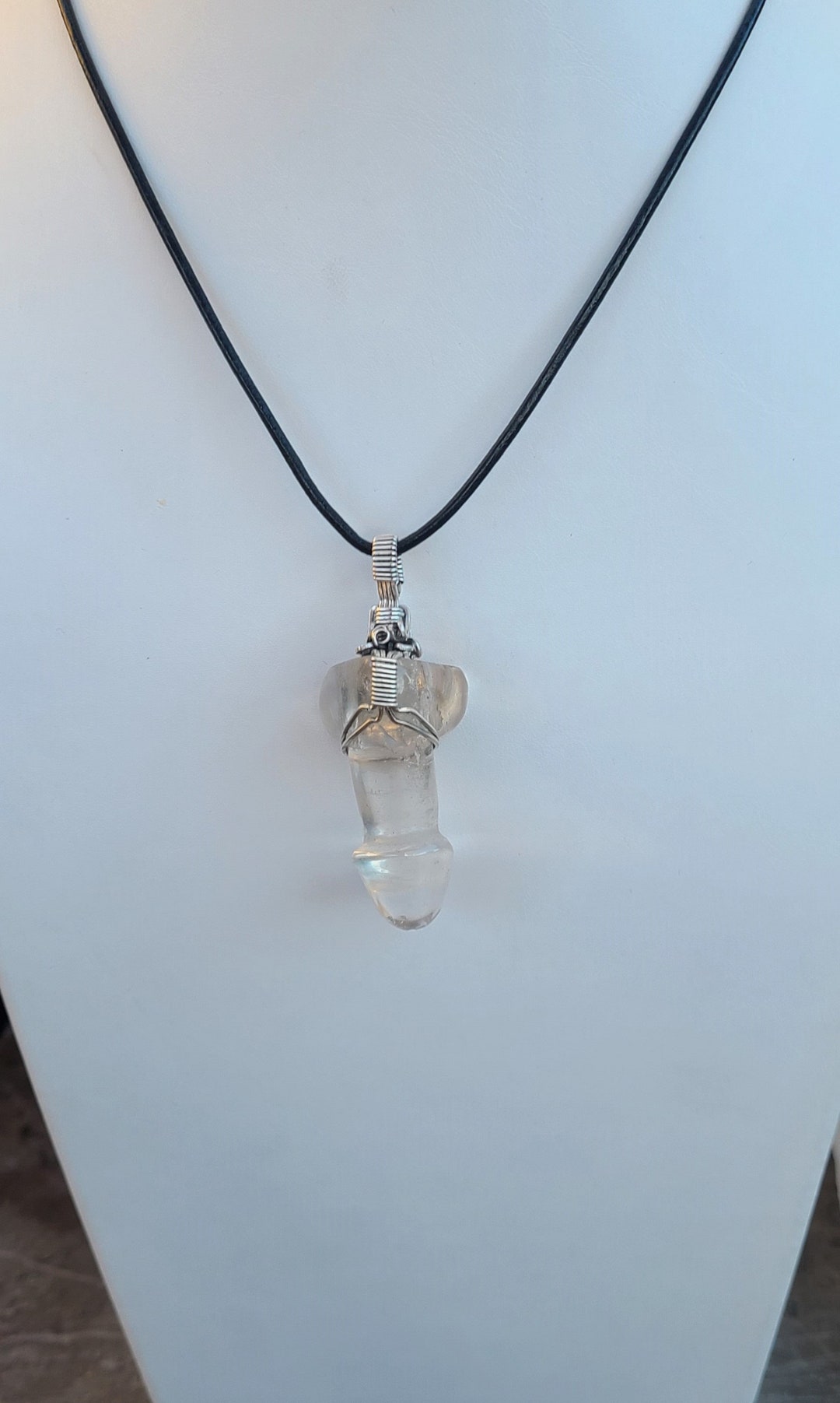 Carved Quartz Crystal Phallus Pendant Sterling Silver Crystal Necklace ...