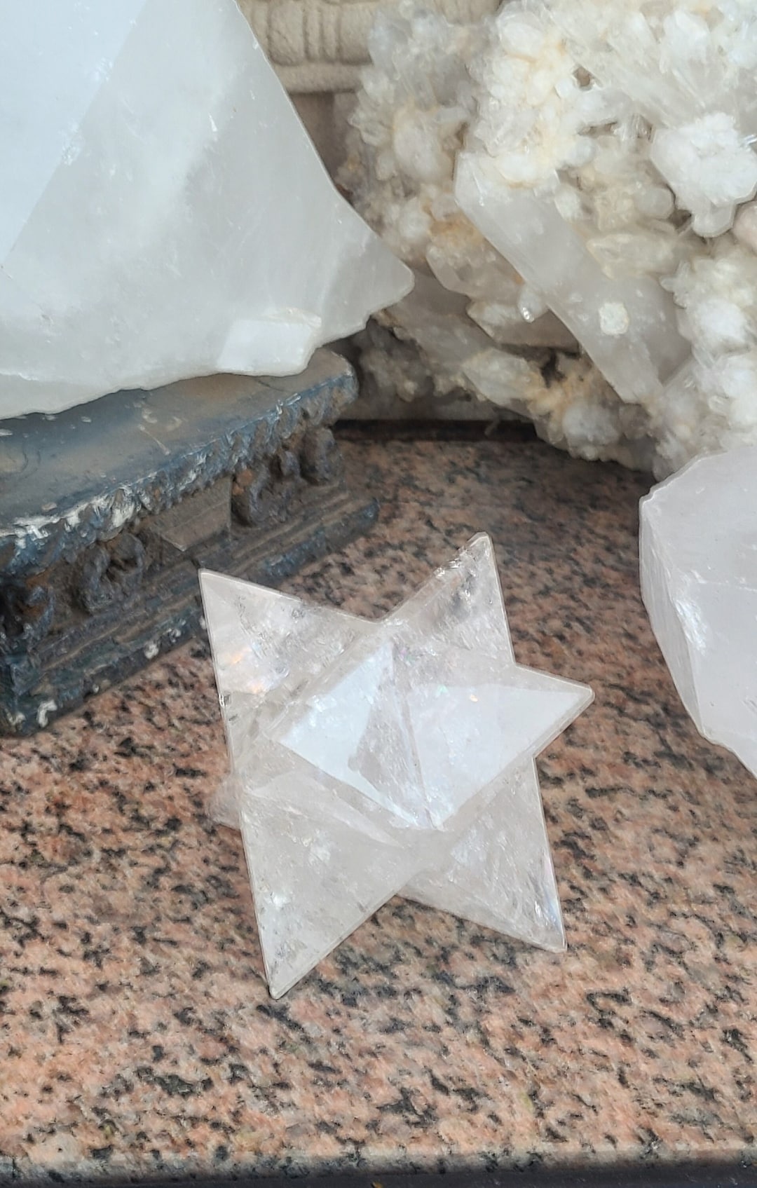 Large Rainbow Clear Quartz Crystal Star Tetrahedron, Merkaba Stone ...