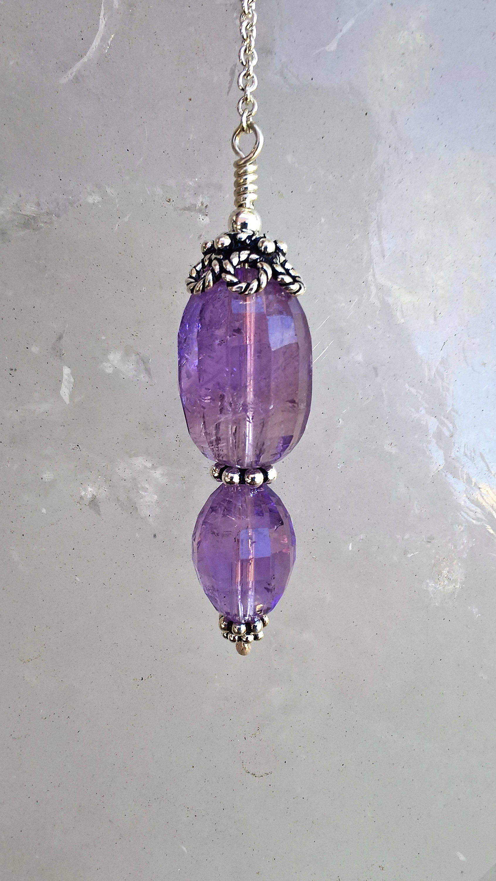 Double Amethyst Crystal Pendulum Crystal Pendulum Divination | Etsy