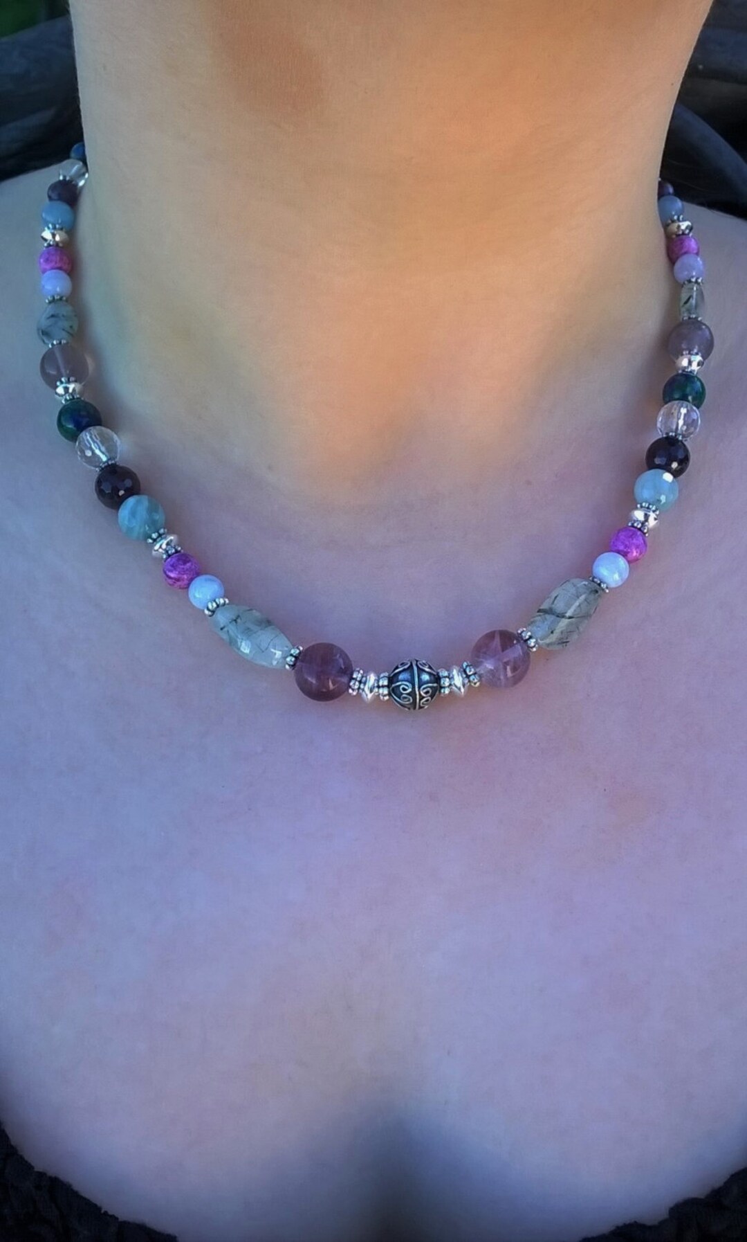 Psychic Enhancement Gemstone and Balinese Silver Necklace - Intentional ...