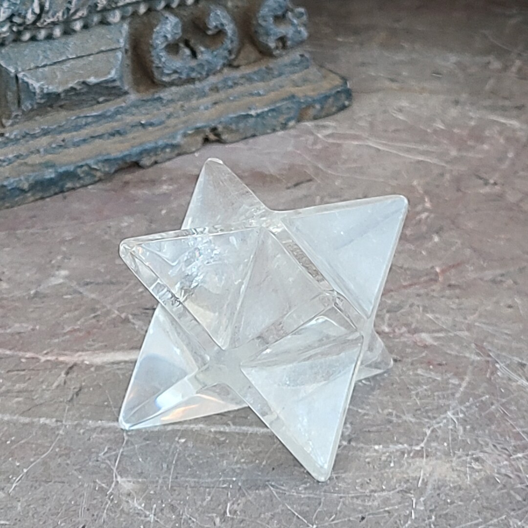 Rainbow Crystal Star Tetrahedron Small Carved Quartz Merkaba, Sacred ...