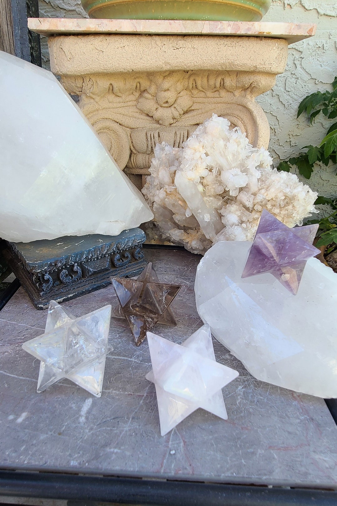 4 Gemstone Combination Merkaba Meditation Set, Rainbow Crystal Star ...