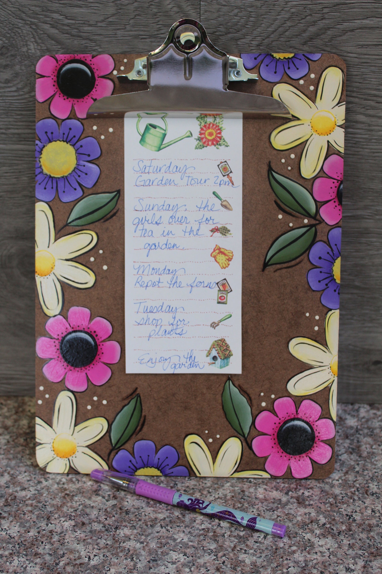 Hand Painted Flowered Clipboard Handpainted Floral Clip - Etsy
