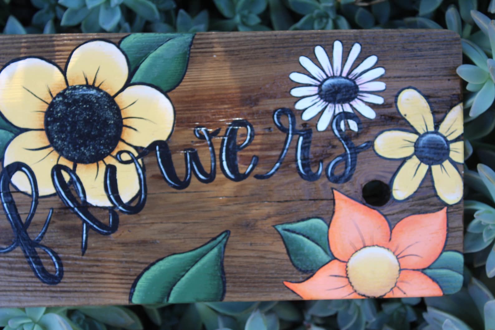 Wooden Hand Painted Flowers Garden Sign Handpainted Yellow | Etsy