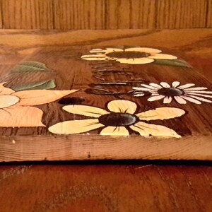 Wooden Hand Painted Flowers Garden Sign, Handpainted Yellow White ...