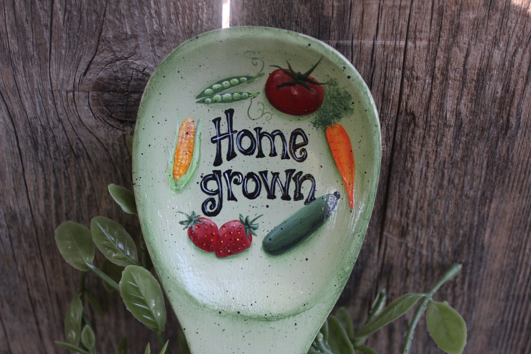 Hand Painted Vegetable Garden Marker, Handpainted Wooden Spoon Sign ...