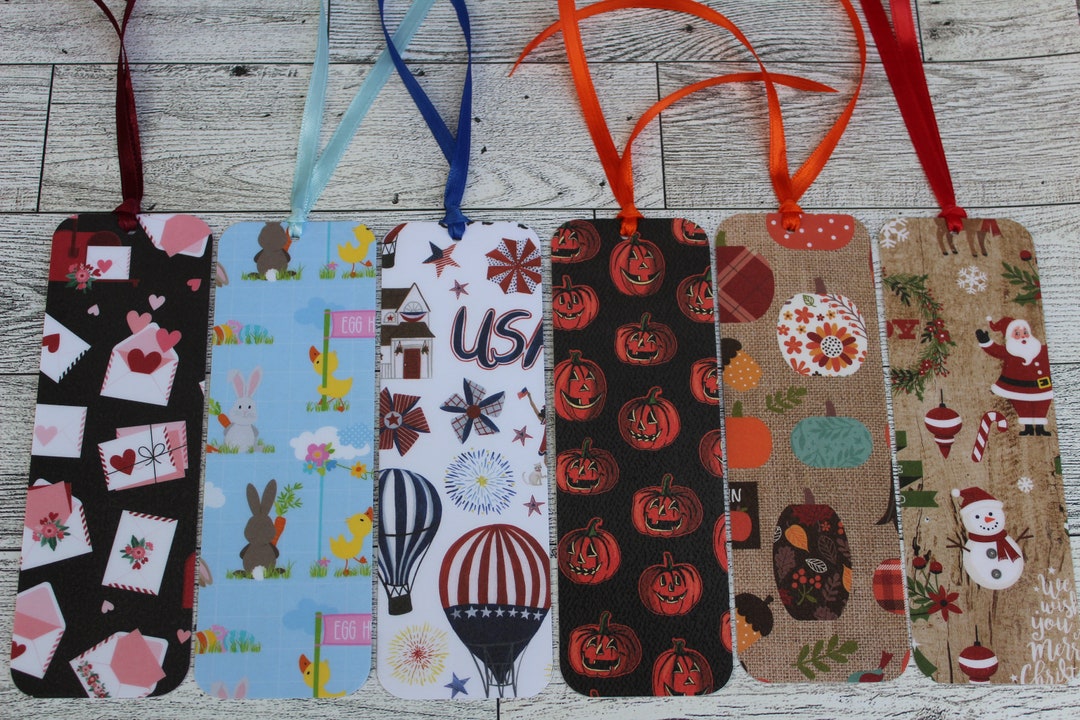 Set of 6 Laminated Seasonal Bookmarks, Six Holiday Book Marks ...