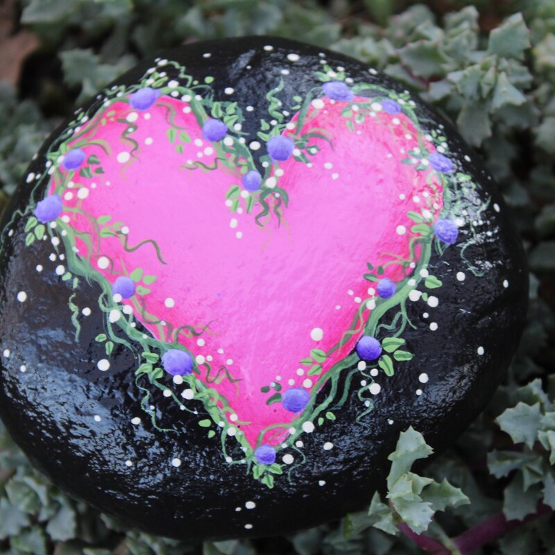 Painted Heart Rock - Etsy