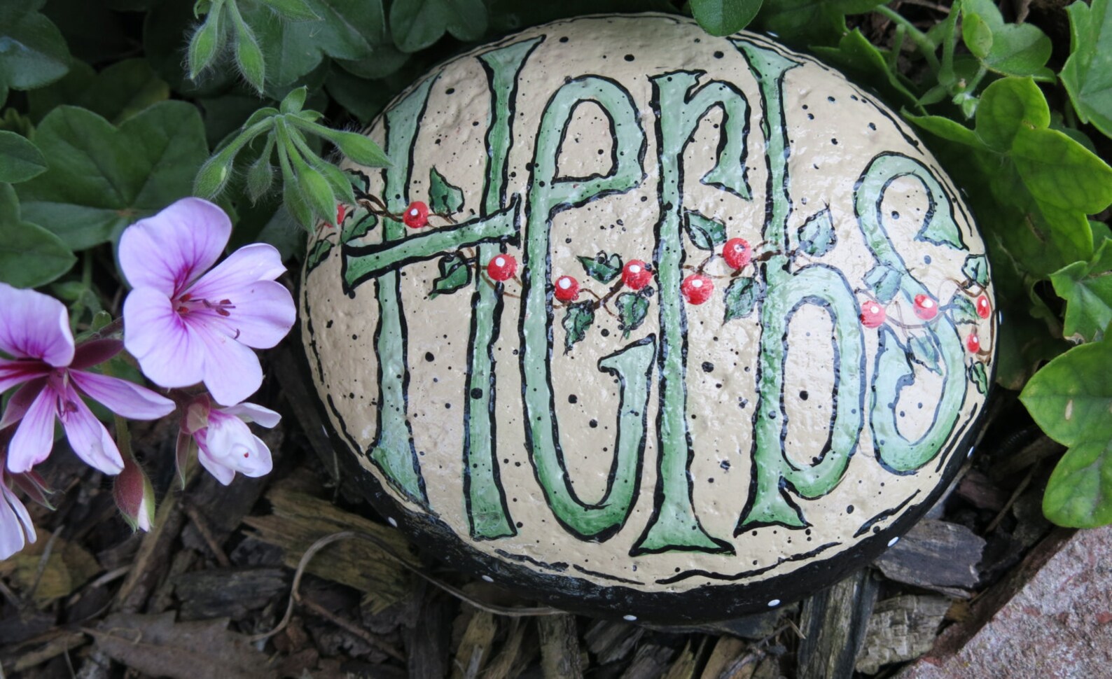 Painted Herbs Rock Garden Plant Marker Herbs Label Herb - Etsy