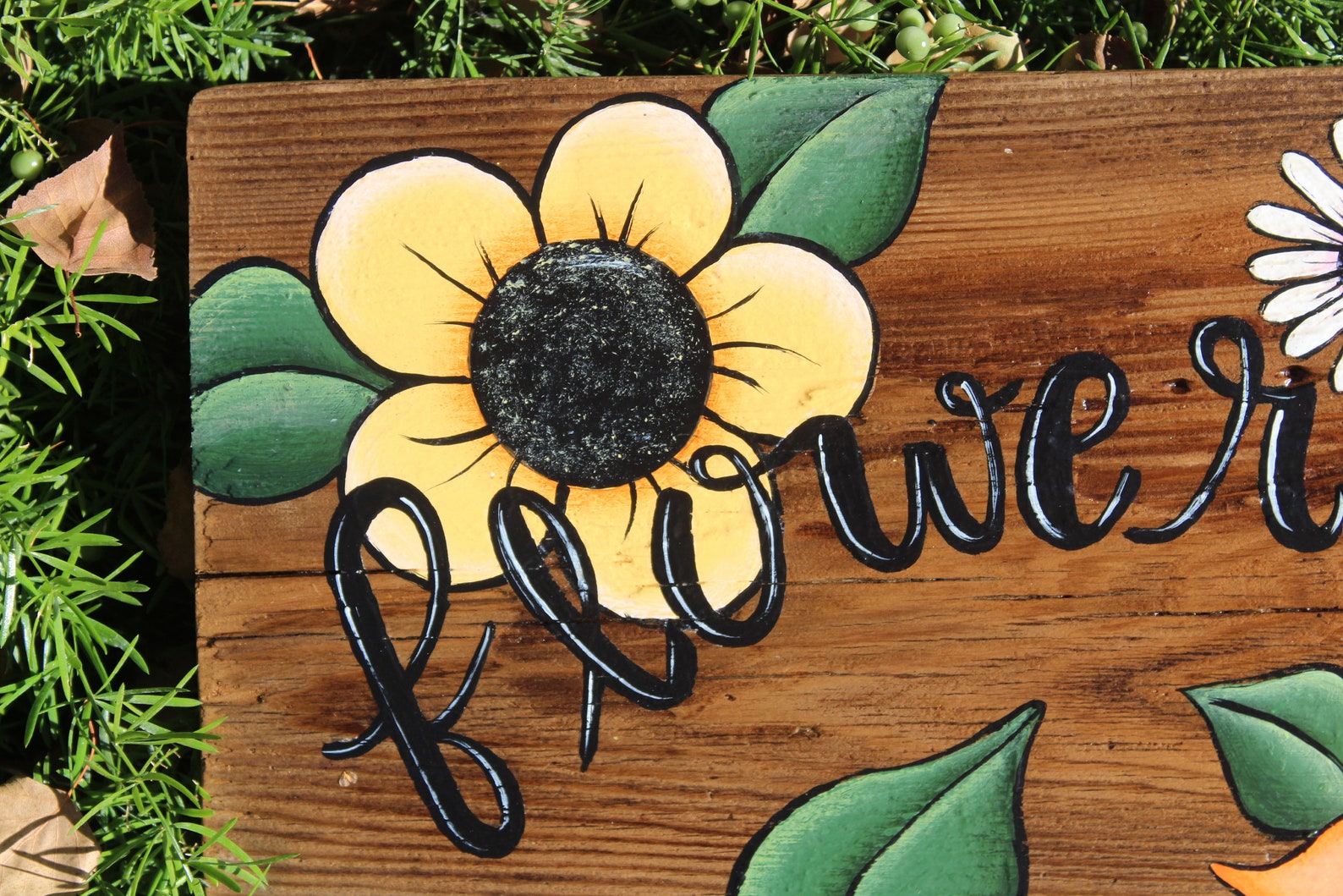 Wooden Hand Painted Flowers Garden Sign Handpainted Yellow | Etsy