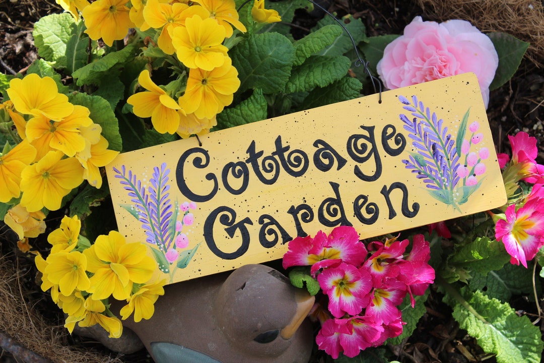 Hand Painted Cottage Garden Sign, Small Flowers Sign, Homemade Wooden ...