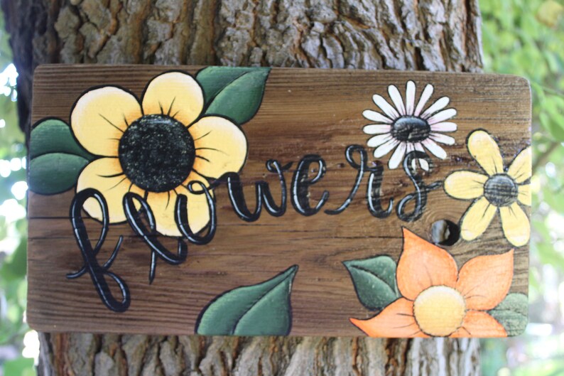 Wooden Hand Painted Flowers Garden Sign Handpainted Yellow | Etsy
