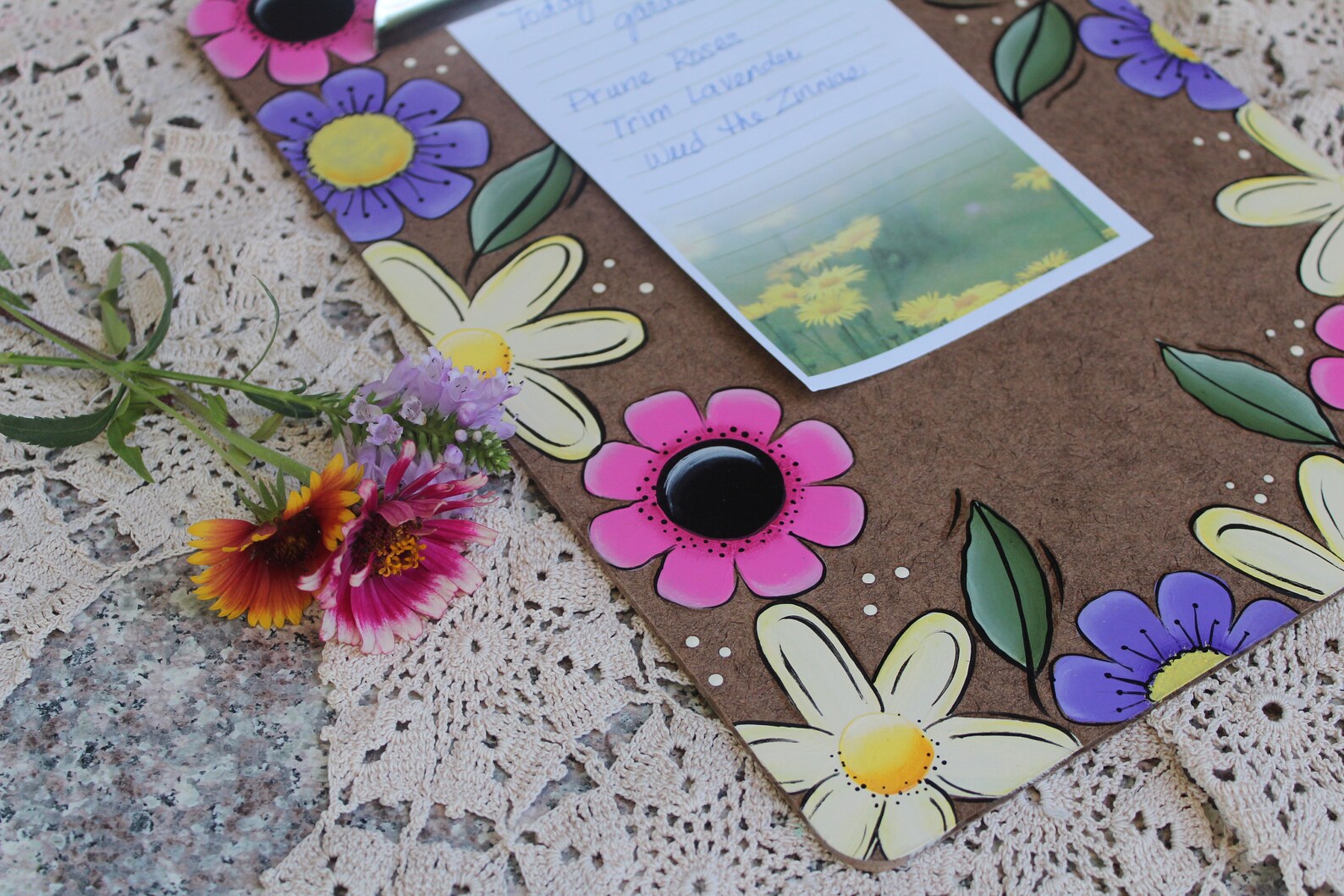 Hand Painted Flowered Clipboard Handpainted Floral Clip - Etsy
