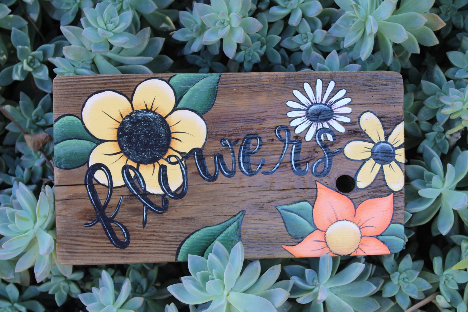 Wooden Hand Painted Flowers Garden Sign Handpainted Yellow | Etsy