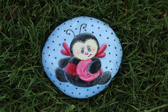 Ladybug Rock Hand Painted Lady Bug Stone Handpainted Garden | Etsy