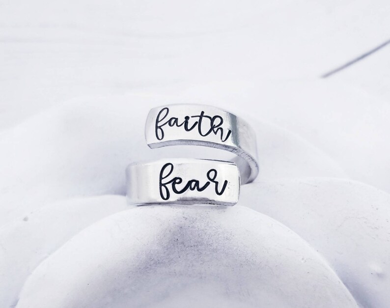 Personalized Wrap Ring Custom Ring Faith Over Fear Adjustable - Etsy