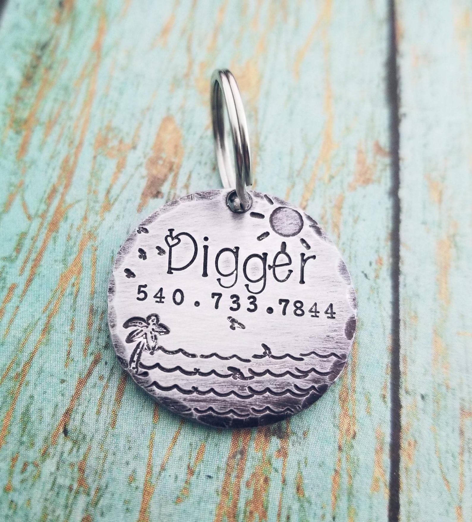 Custom Pet ID Beach Theme Dog Tag Rustic Dog ID Tag Dog - Etsy