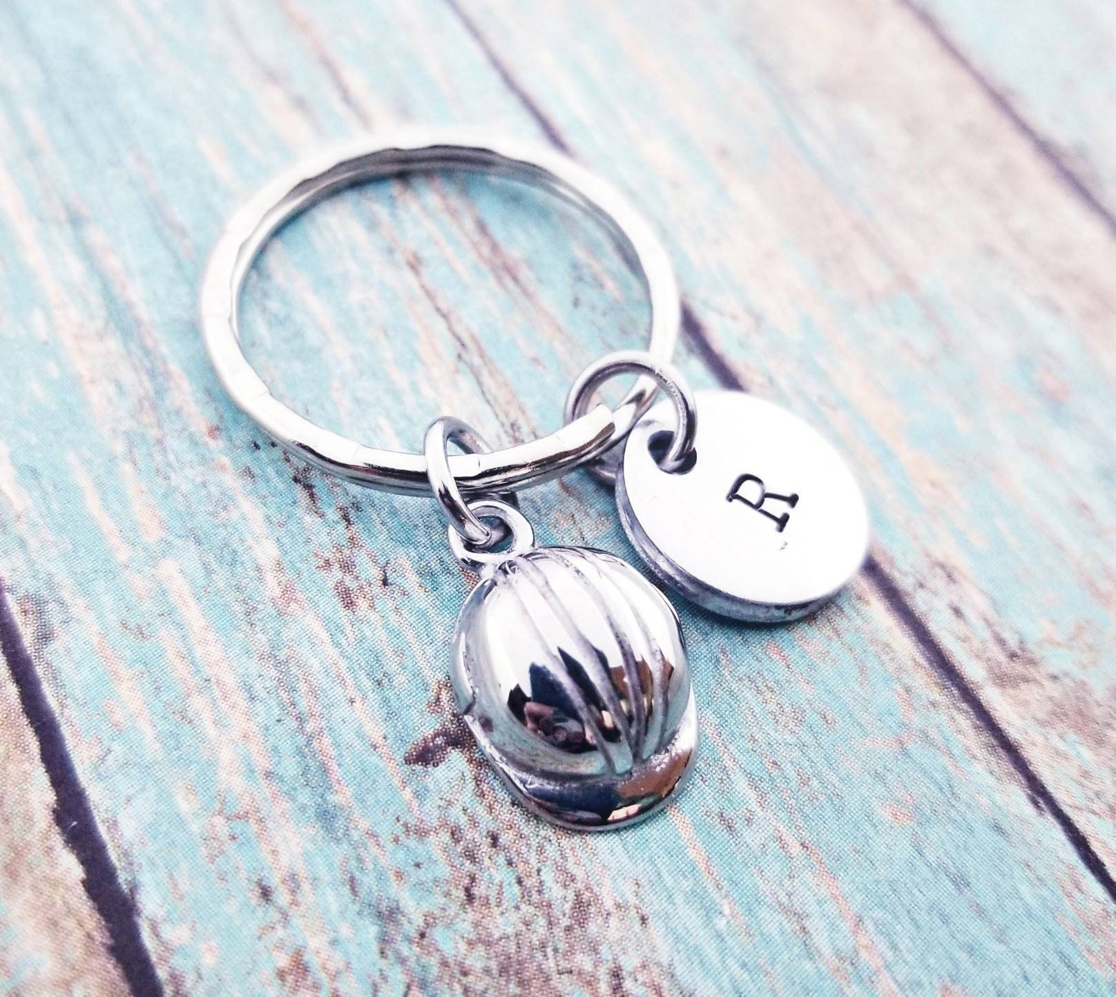 Construction Worker Gift: Personalized Hard Hat Initial Keychain - Etsy