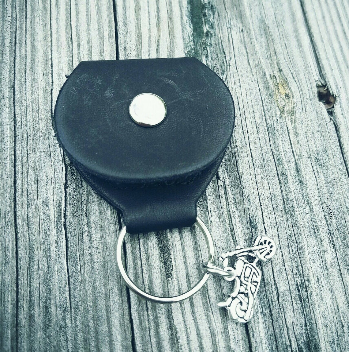 Motorcycle Rider Leather Keychain With Hand Stamped Coin | Etsy