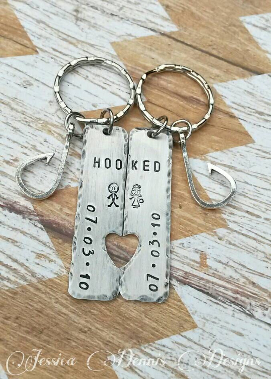 Hooked Bride & Groom Keychain Set of 2 - Wedding Gift - Bridal Shower ...