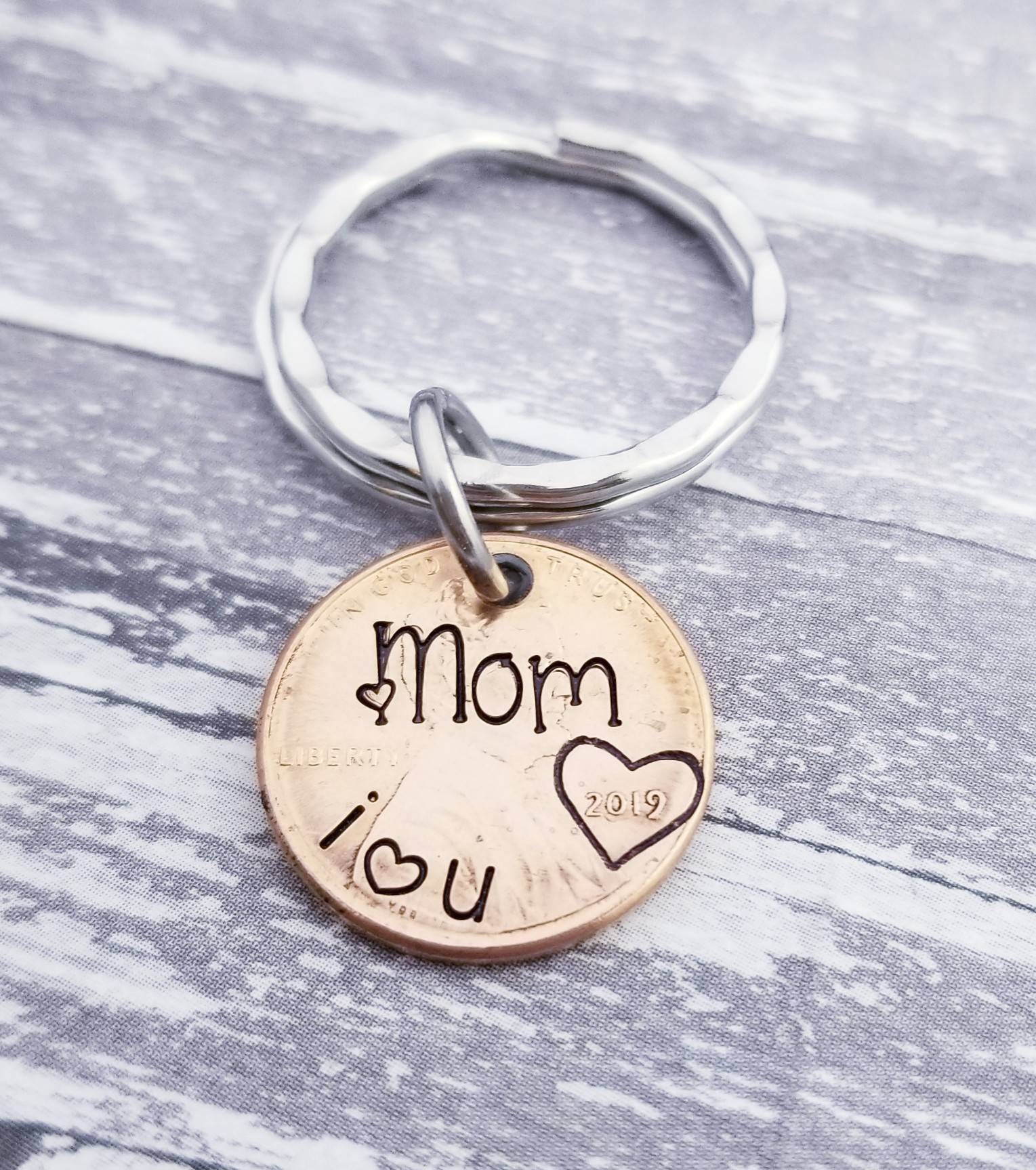 Mom Penny Keychain I love you mom gift Choose your year | Etsy