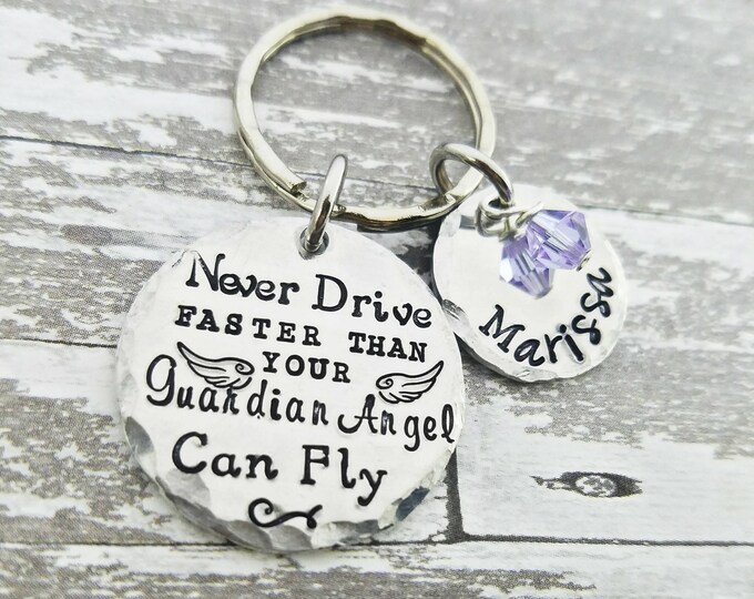 Guardian Angel Keychain Personalized Sweet 16 Gift Never - Etsy
