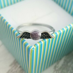 Cremation Ring - Angel Wing Ring for Pet's Ashes - Custom Memorial Ring ...
