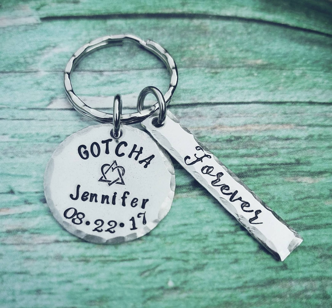 Gotcha Gift - Bonus Daughter or Son Key Chain - Gotcha Date Anniversary ...