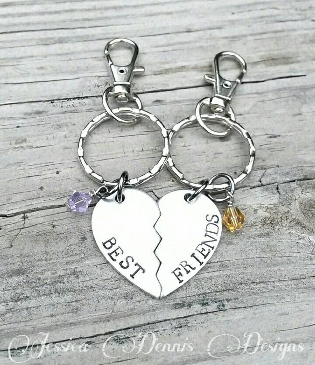 Best Friends Keychain Set of 2 Split Heart Broken Heart - Etsy