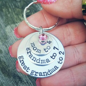 Mom Grandma Great Grandma Keychain - Custom Made - Birthstone Layered ...