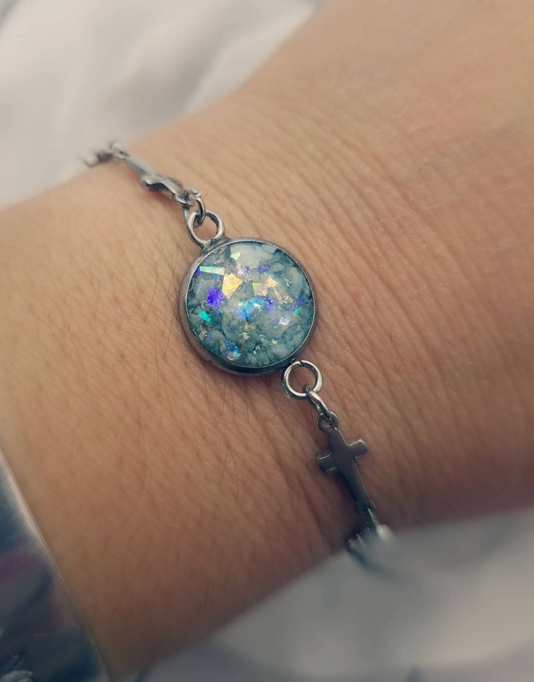 Cremation Bracelet Made With Ashes Pet Loss Gift Cross - Etsy
