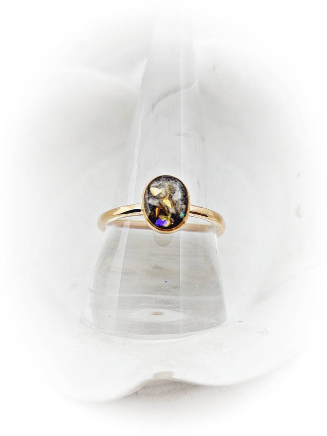 Cremation Ring Oval Memorial Ring Cremation Jewelry Rose Gold Stacking ...