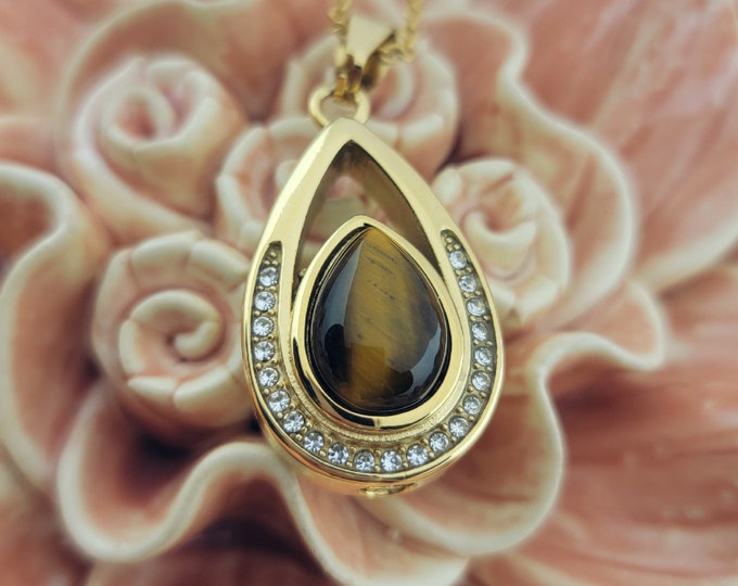 Teardrop Cremation Locket Necklace Non Tarnishing Urn Locket Stainless ...