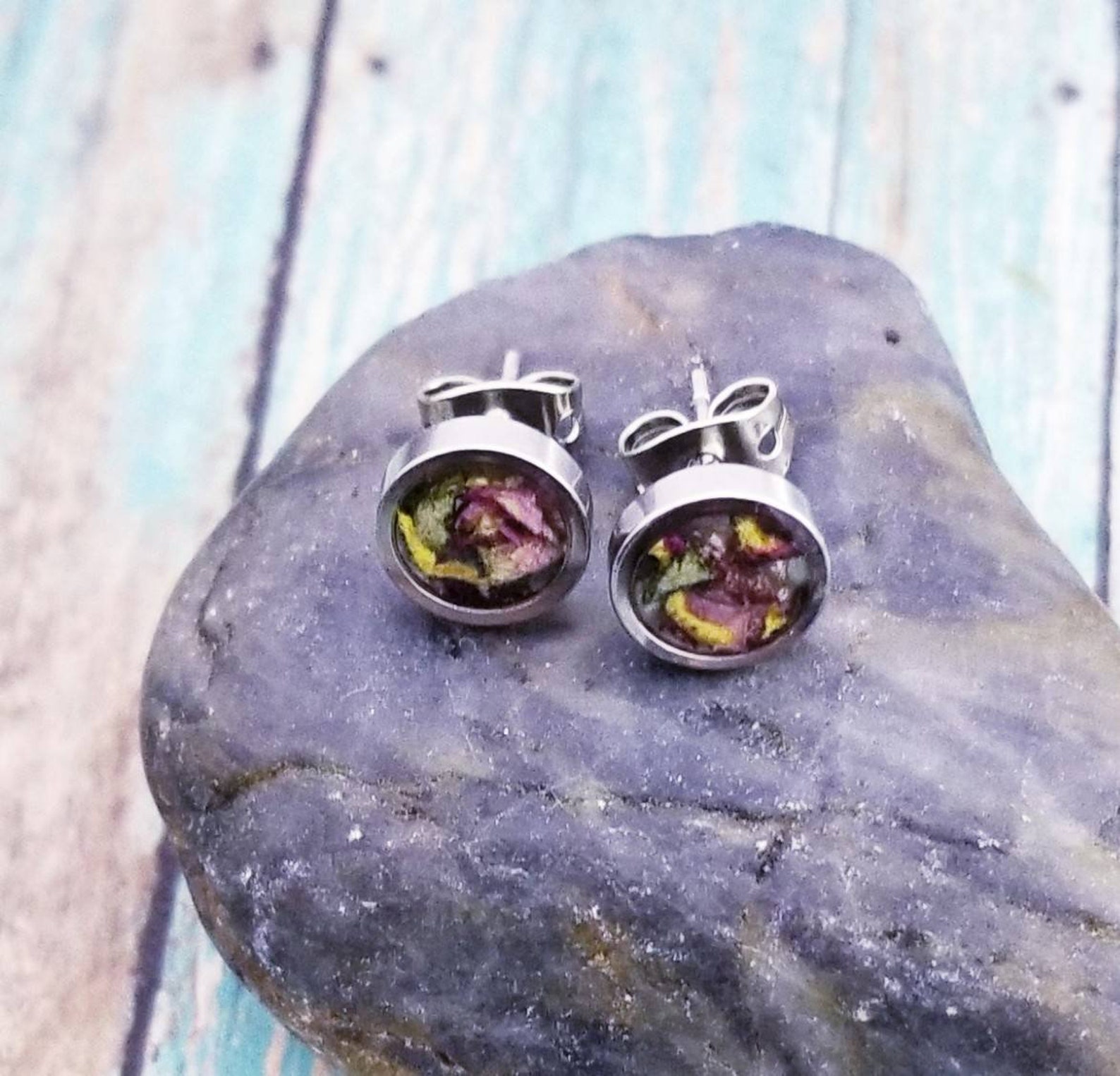 Real Flower Earrings Funeral Flower Jewelry Memorial - Etsy