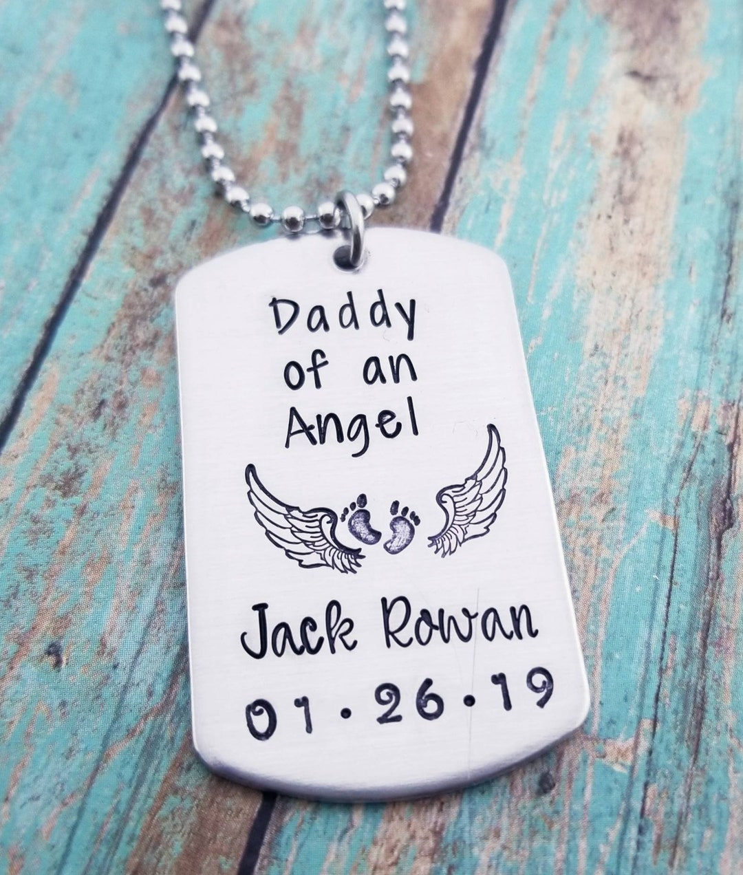 Daddy of an Angel Dog Tag Memorial Necklace or Memorial Keychain - Etsy